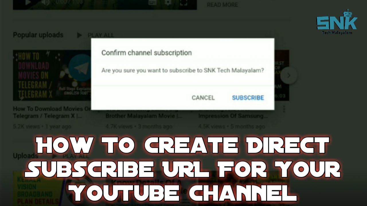 How To Create Direct Subscribe Link For Your Youtube Channel 2020 ...