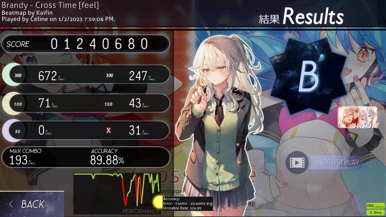 osu! | Cross Time +HDHR 89.88% pass - YouTube