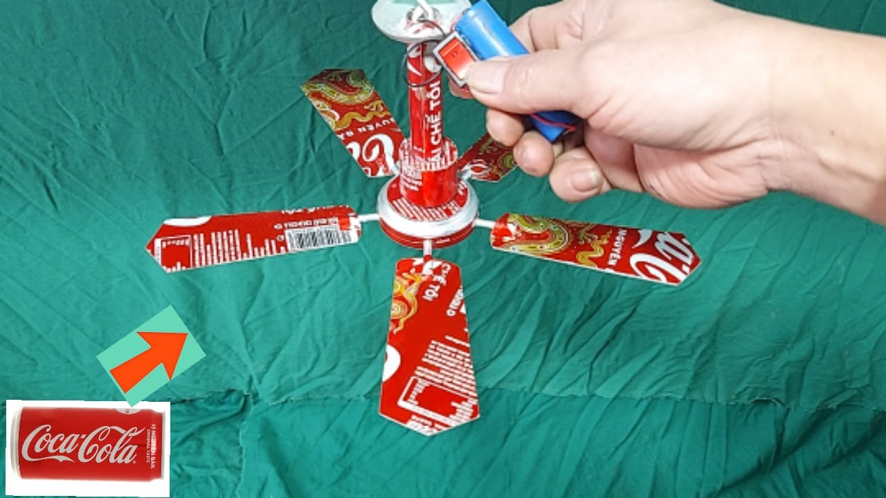 Homemade mini ceiling fan made from coca-cola cans//Battery-powered ...