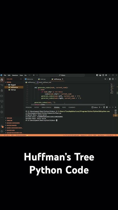 Huffman Tree DataStructures #programming #python #coding #huffmantree #dsalgo #dsa # ...