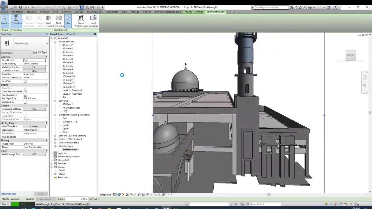 3D Walkthrough 3d Mosque Revit Structural - YouTube