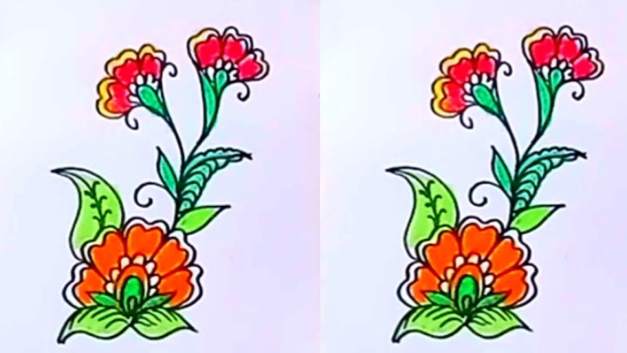 how to draw a flower design morgina paper crfts & arts - YouTube