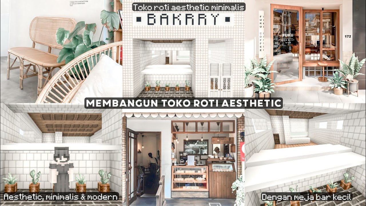 ☕[ Minecraft ] Membangun toko roti aesthetic🥖 dengan meja bar kecil ...