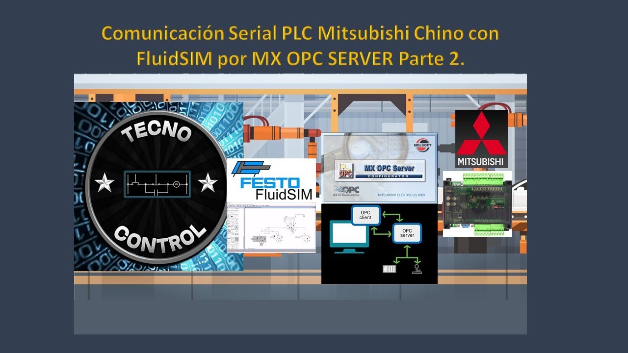 Comunicación Serial PLC Mitsubishi Chino con FluidSIM por MX OPC SERVER ...