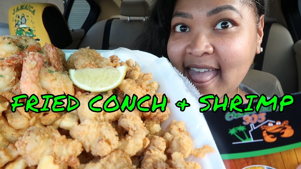 FRIED CONCH & SHRIMP 🚗 MUKBANG | Crabman 305 | Shai Snacks - YouTube