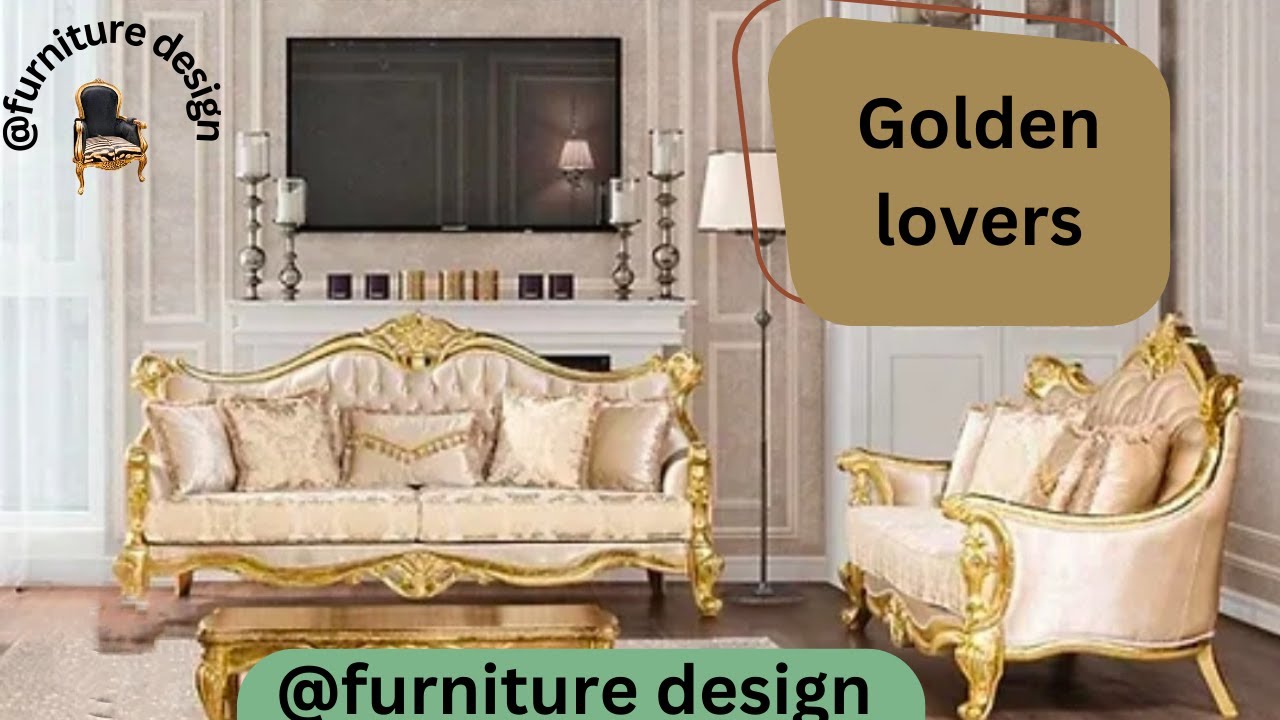gold sofa living room ideas |black golden sofa |golden furniture design ...