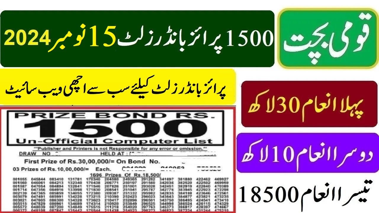 1500 and 100 prize bond results 15 11 2024 | how to check 1500 prize ...