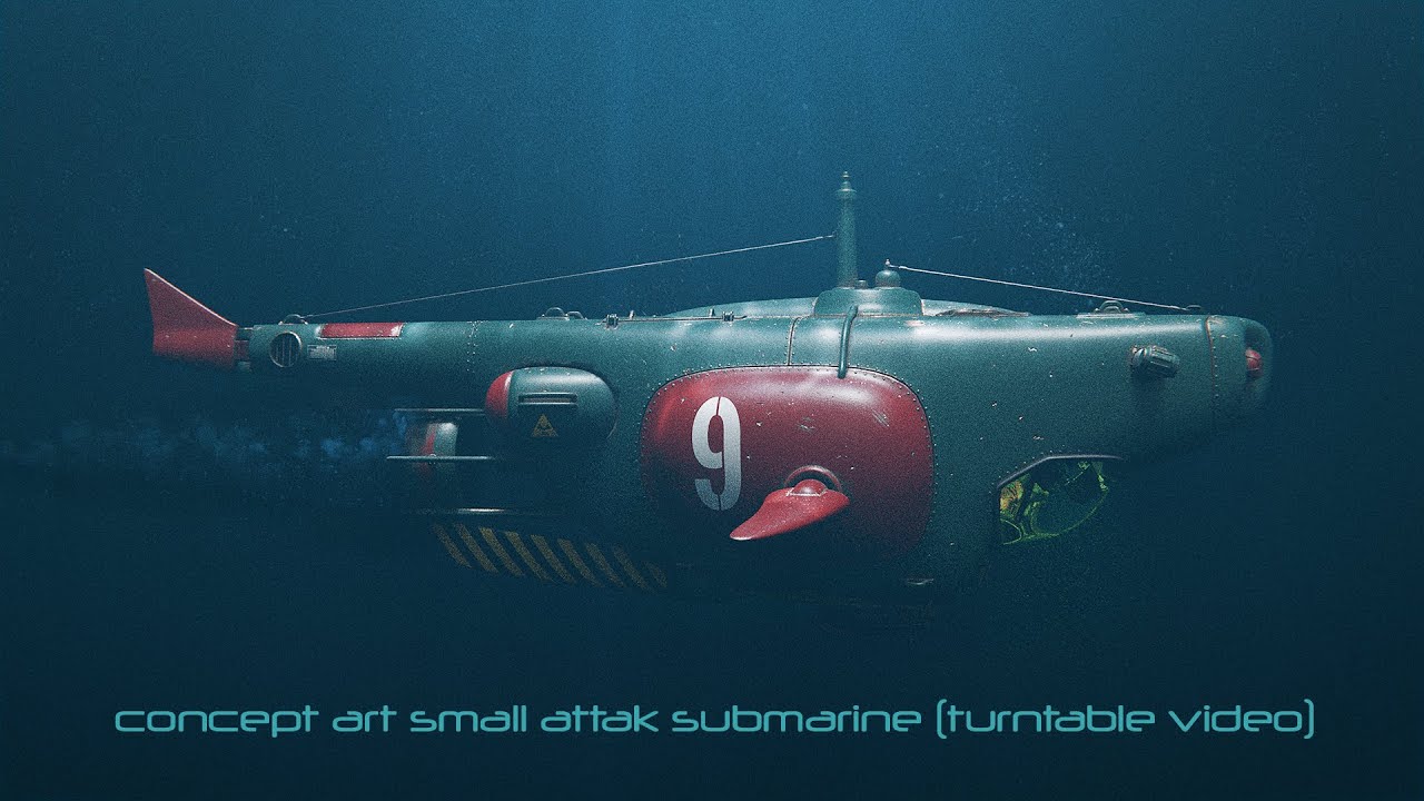concept art "small attack submarine" (turntable video/Blender/Cycles ...