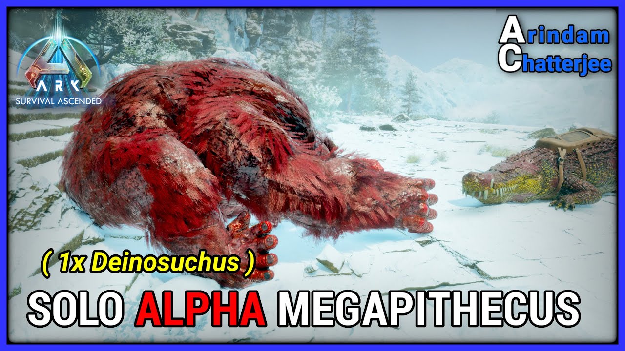 ARK Ascended Island - SOLO ALPHA MEGAPITHECUS vs 1x Deinosuchus - S3E29 ...