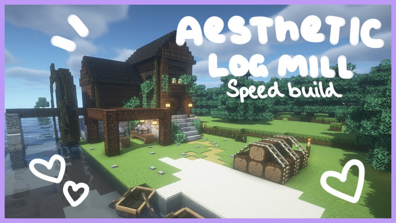 ♥ Aesthetic & Cottagecore Log Mill | Minecraft 1.20 Speed build - YouTube