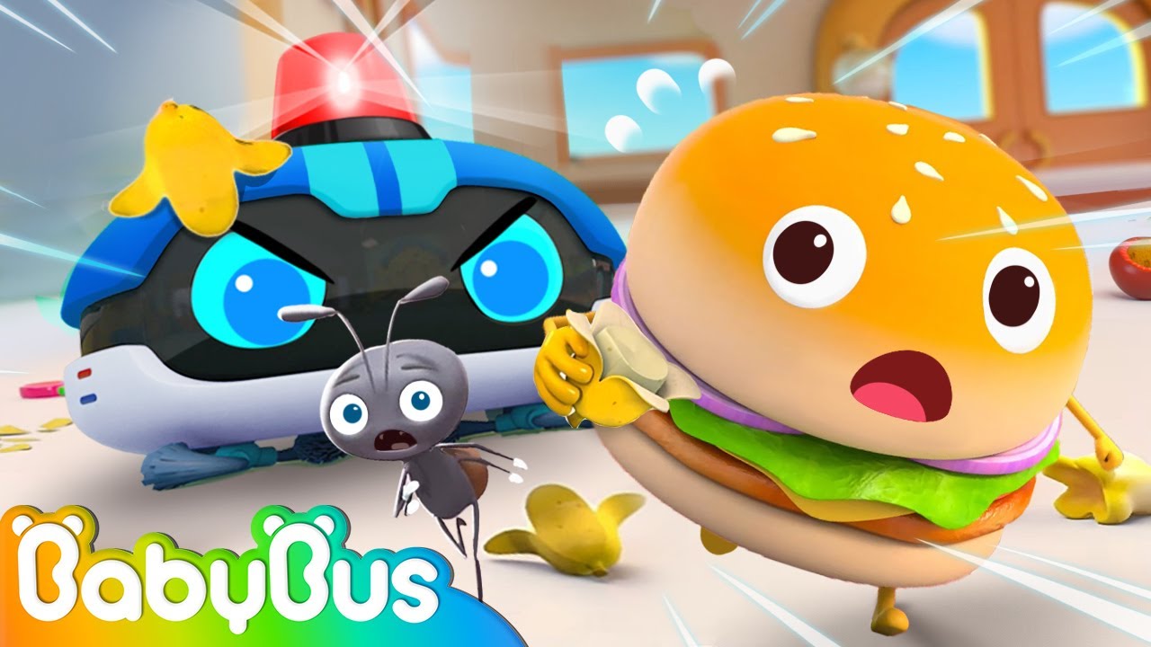 Police Robot Cleaner and Hamburger | Yummy Foods Animation | Healthy ...