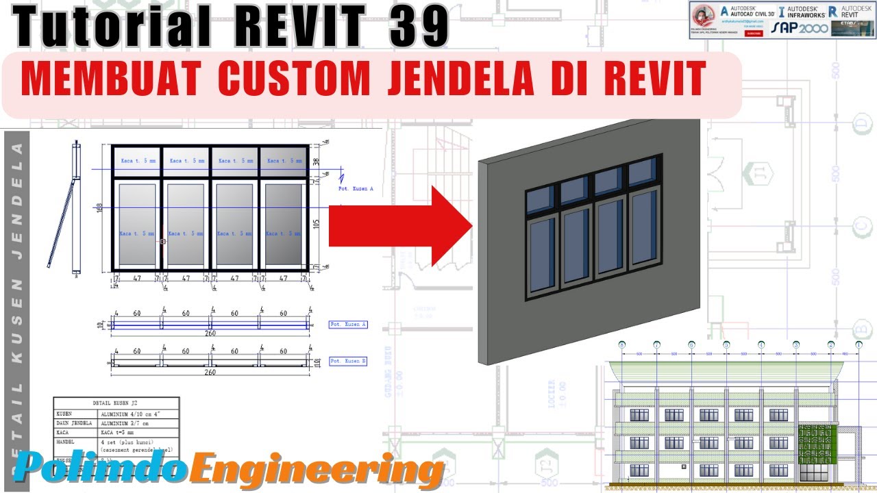 Membuat Custom Family Jendela Menggunakan AUTOCAD REVIT - YouTube