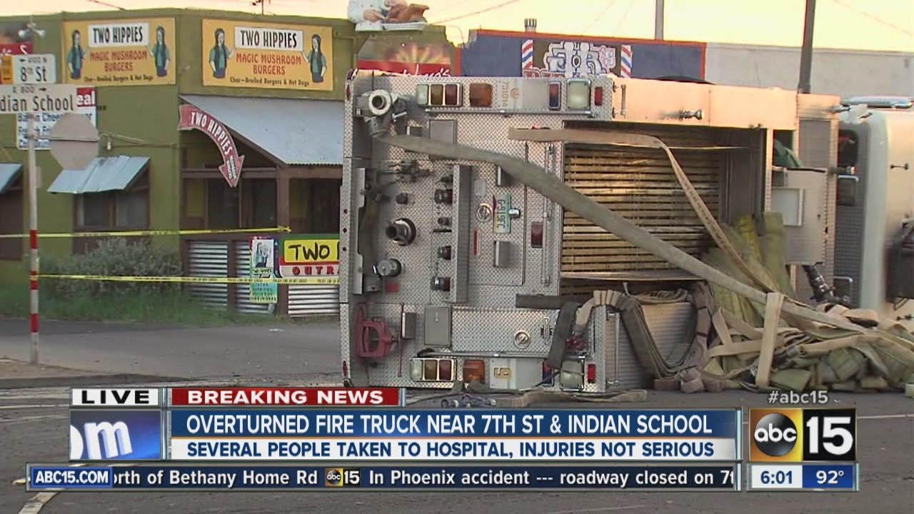 Overturned fire truck in Phoenix - YouTube