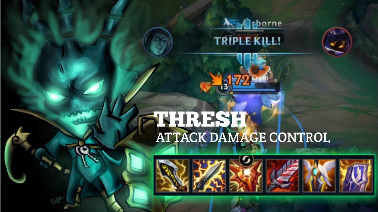 Wild Rift Thresh build attack damage Triple kill solo gokill - YouTube