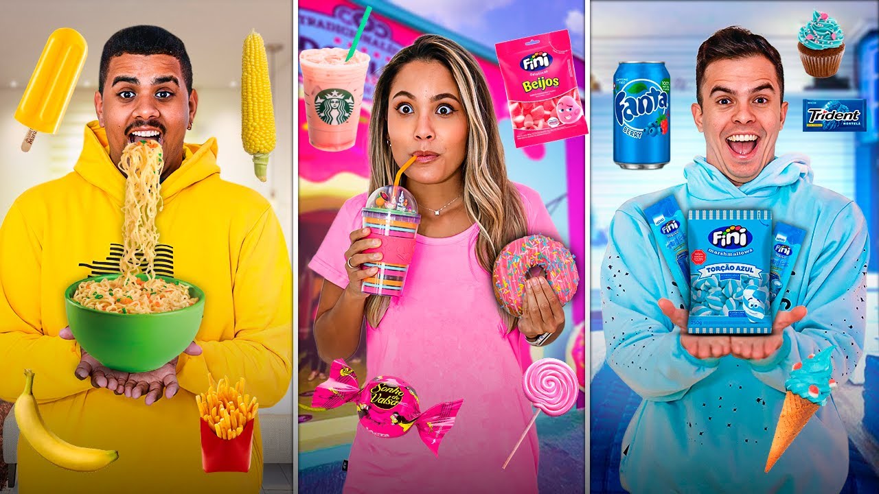 24 COMIDAS DA SUA COR EM 24 HORAS! - INCRÍVEL! - YouTube