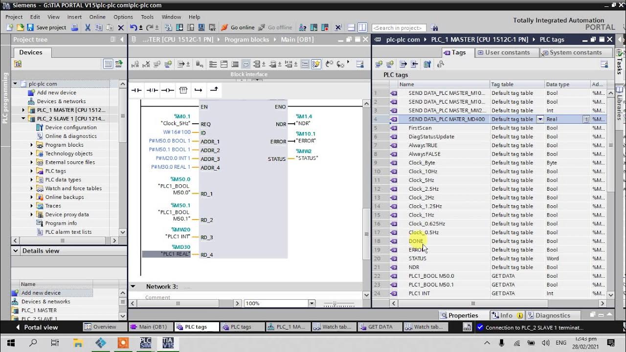 GET/RECIEVE DATA FROM PLC2 PLC TO PLC COMMUNICATION SIEMENS PLC (PART2 ...