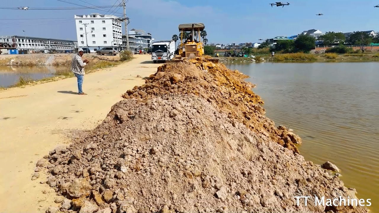 Getting New Road Construction Process Step By Step By Dozer Push Stone ...