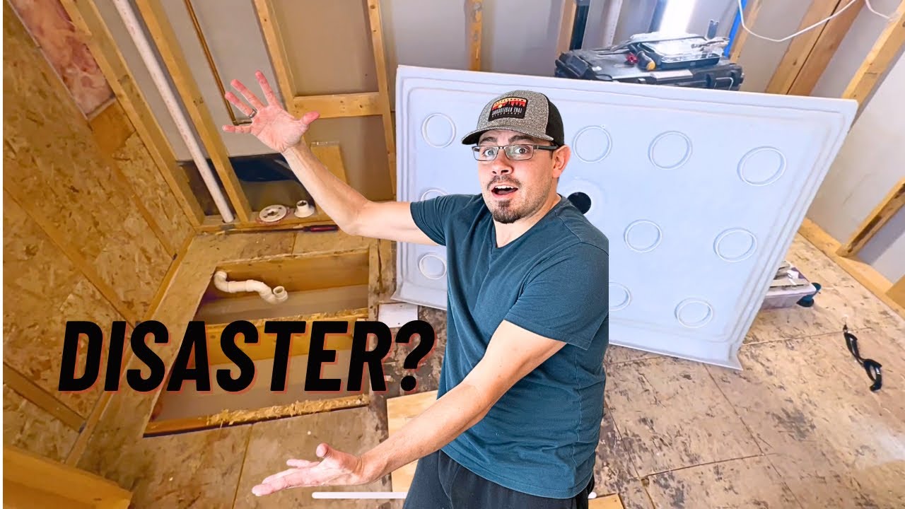 Master Bathroom Remodel Part 2 - Setting Shower Pan, Building Wall ...