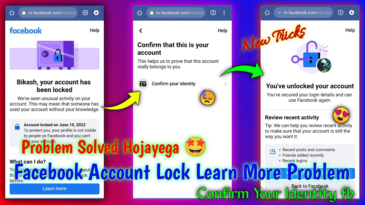 Your Account Has Been Lock get started | Facebook lock learn more ...