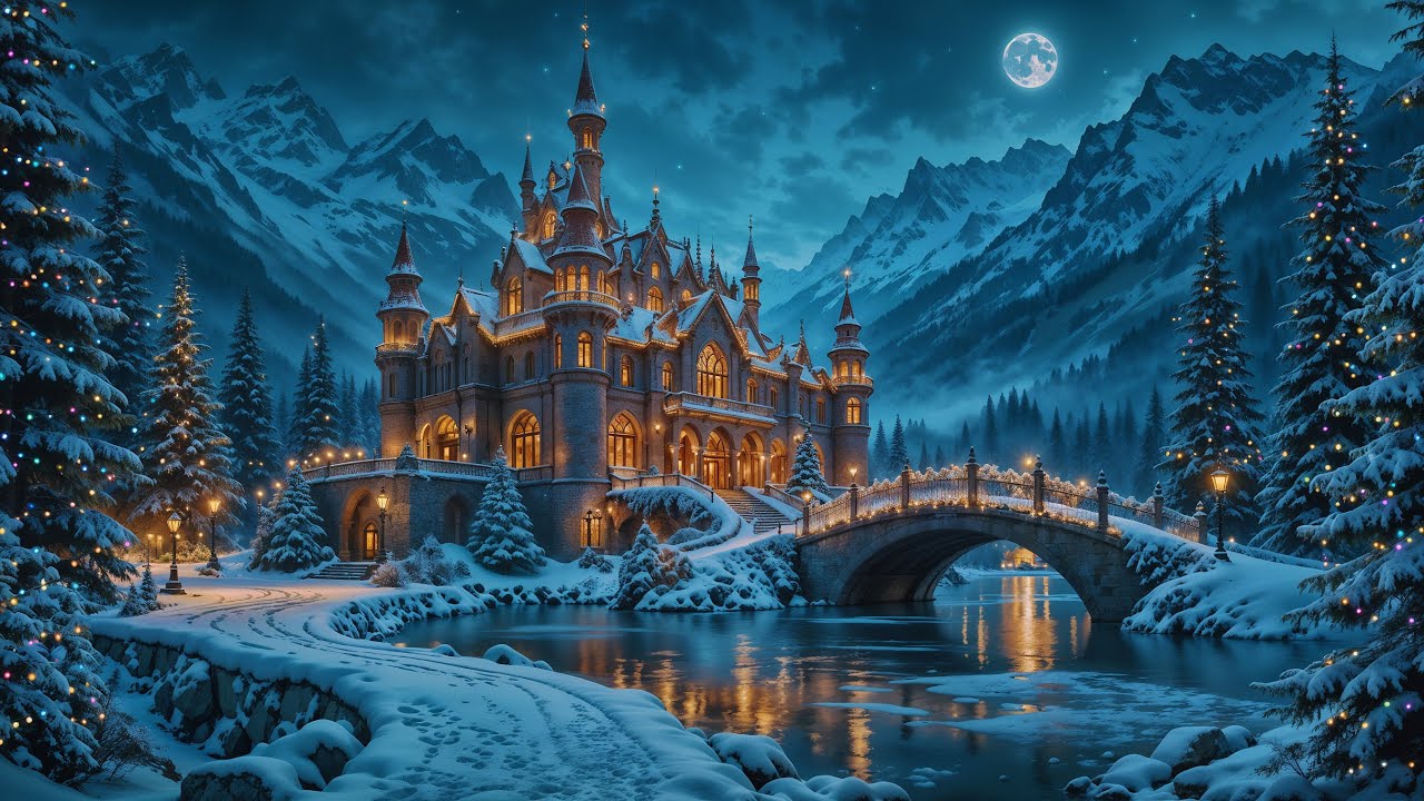 Enchanted Snowy Christmas Castle in Majestic Mountains ️🎄Medieval Music ...