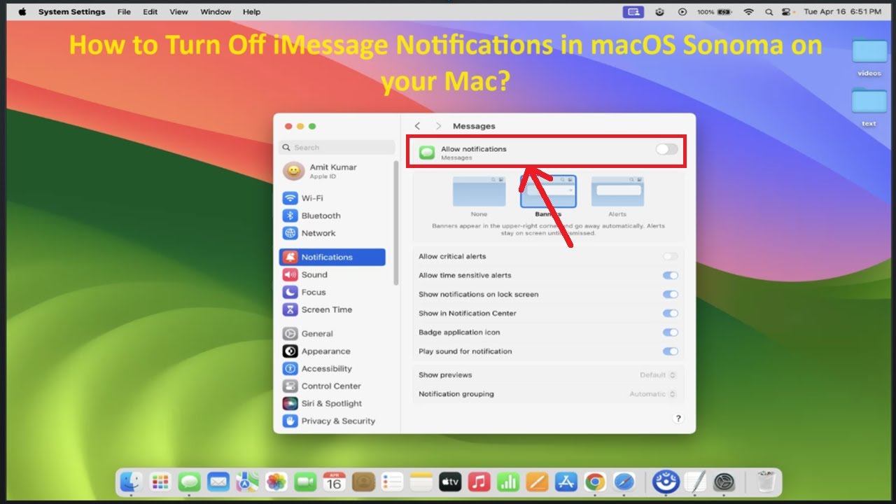 How to Turn Off iMessage Notifications in macOS Sonoma on your Mac ...