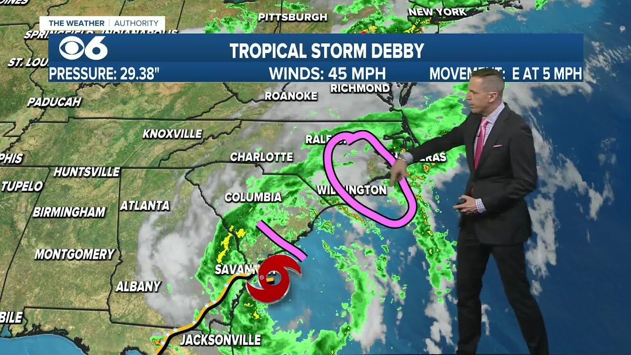 Wednesday update on Tropical Storm Debby: Storm will make landfall east ...
