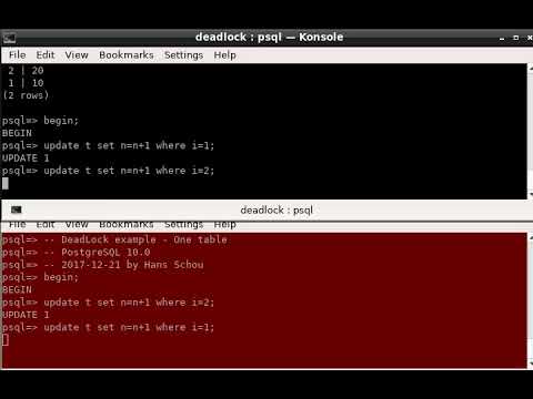 Deadlock transaction in a database with one table - PostgreSQL - YouTube