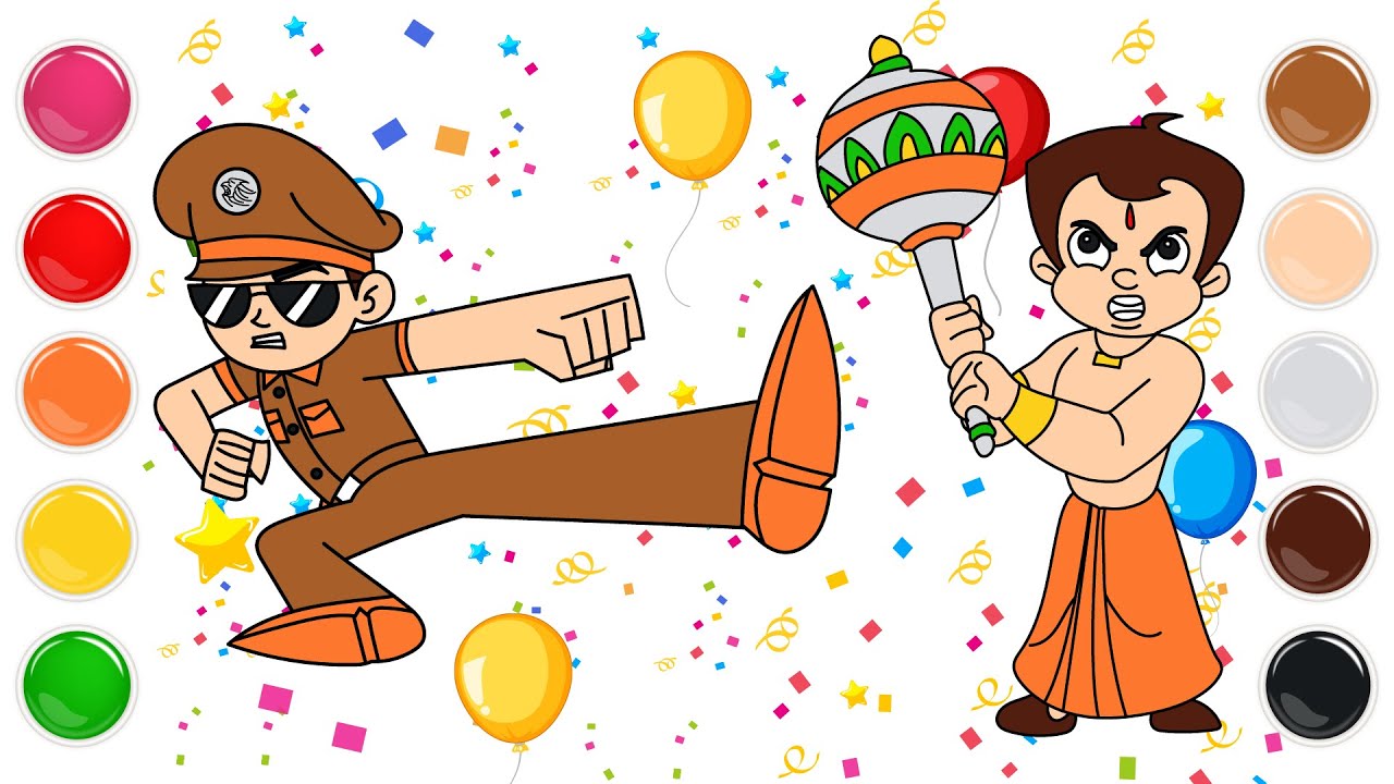 How To Chhota Bheem & Little Singham | Step By Step Draw & Color ...