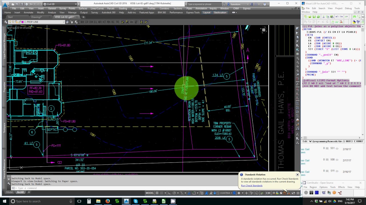 Create a storm water retention basin using Civil 3D - YouTube