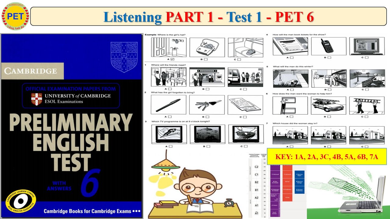PET 6 Listening Part 1 Test 1 (Transcript + Key) - YouTube