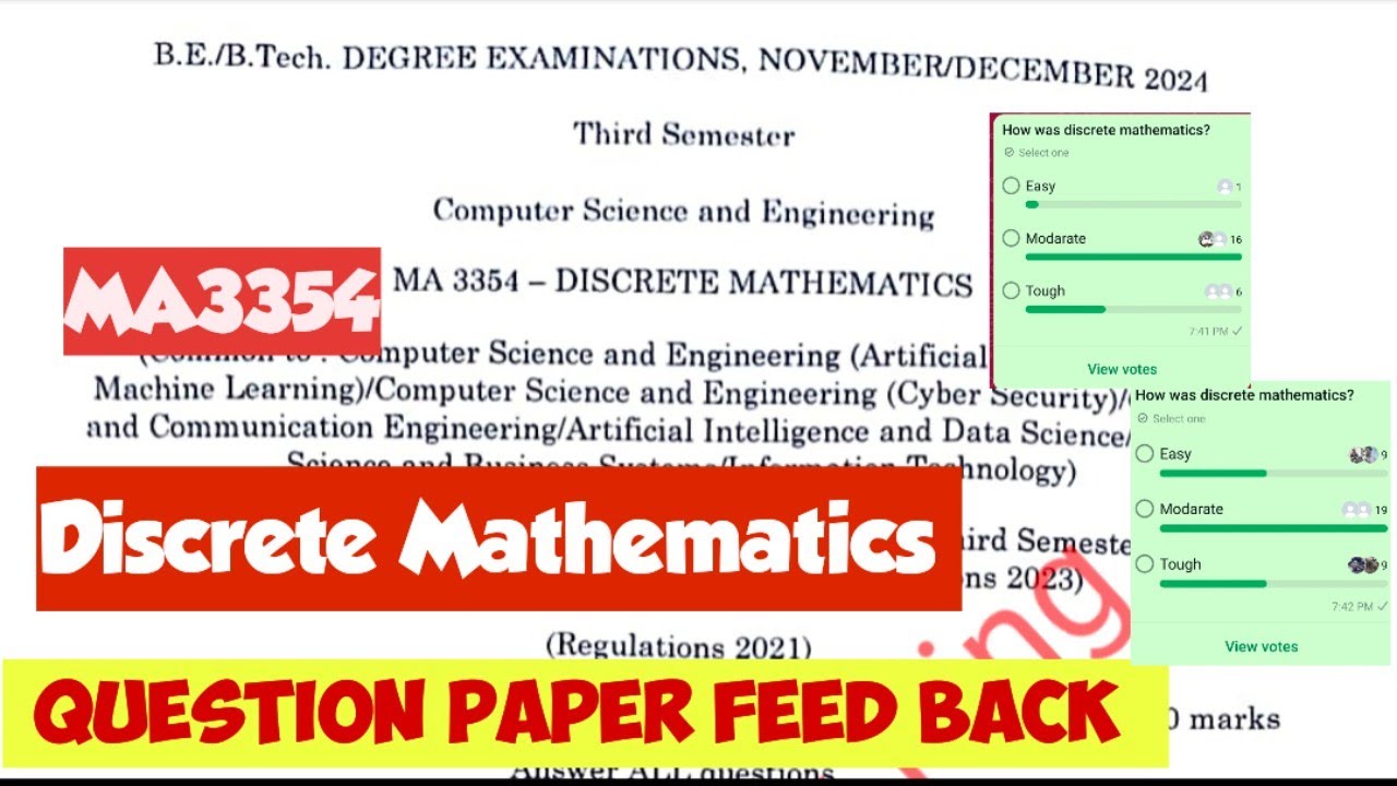 MA3354|Discrete Mathematics question paper|Full feed back|Engineering ...