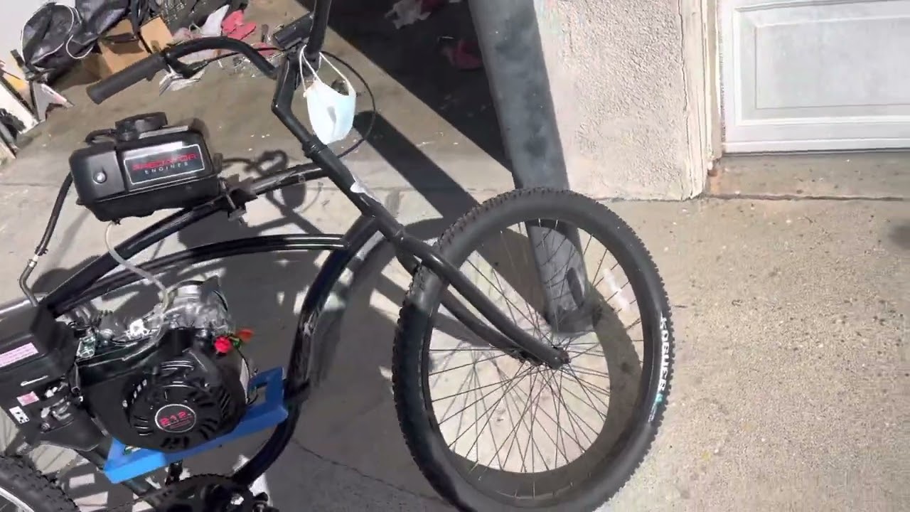 Bicycle with 212 cc Predator engine - YouTube
