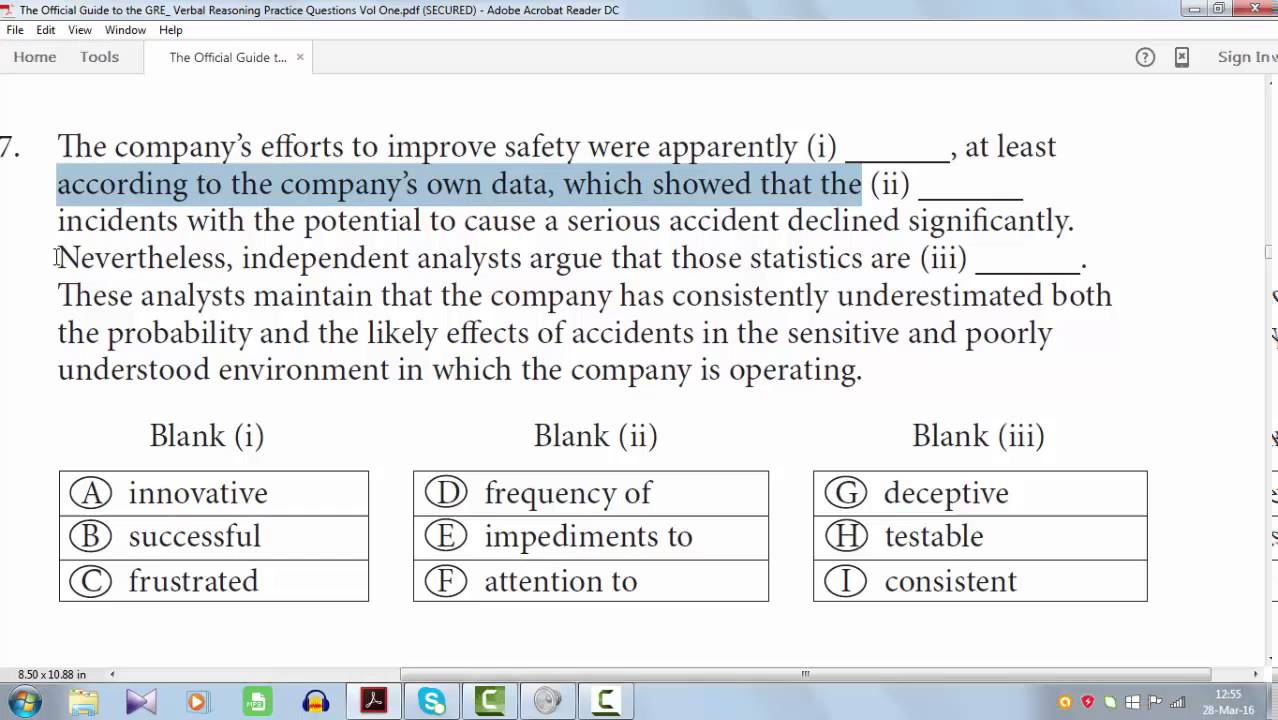 Text Completion question with 3 blanks - YouTube