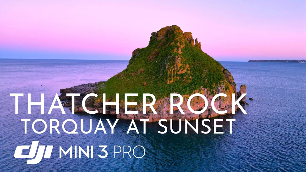 4K Thatcher Rock at Sunset, Torquay, Devon, England Cinematic DJI Mini ...
