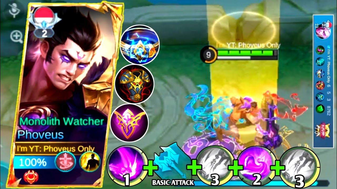 PHOVEUS COMBO 1 + BASIC ATTACK + 3 + 2 + 3‼️GAMEPLAY PHOVEUS REVAMP ...
