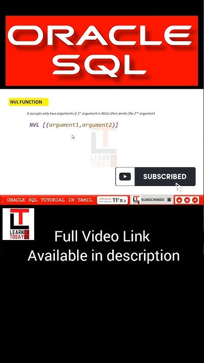 Oracle Sql Tutorial In Tamil Nvl Function Learncodetodaytamil Youtube