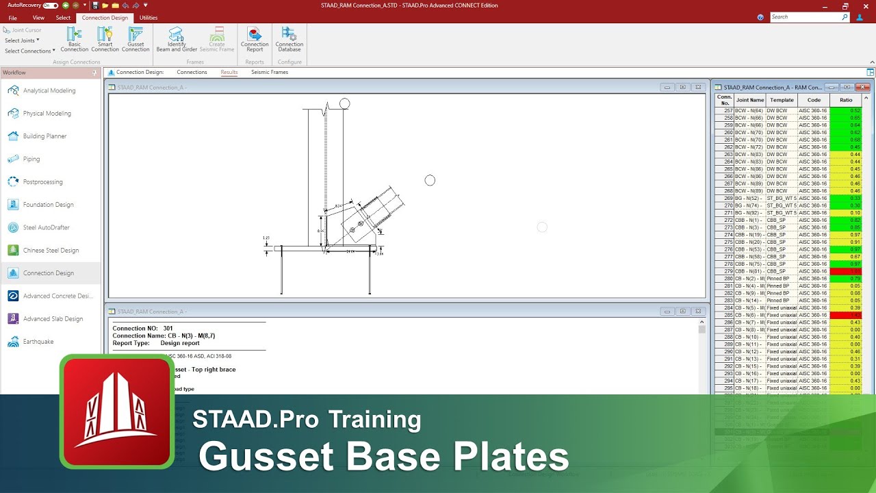 Designing Gusset Base Plates in STAAD.Pro - YouTube