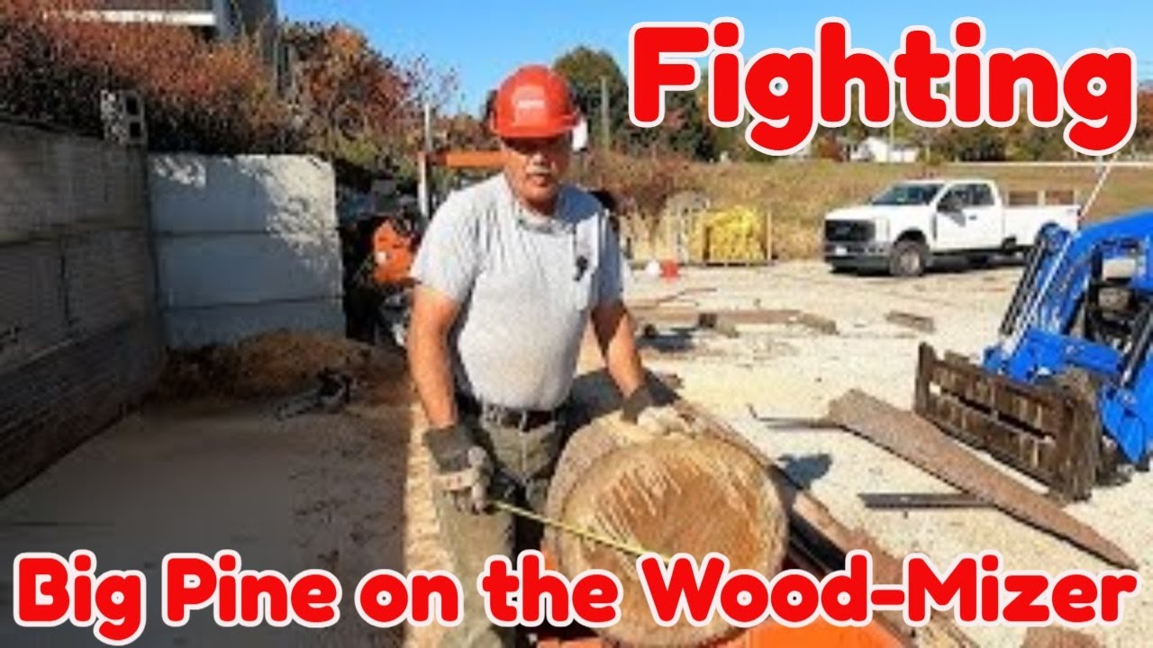 Fighting a Big Pine Log on the Sawmill - YouTube
