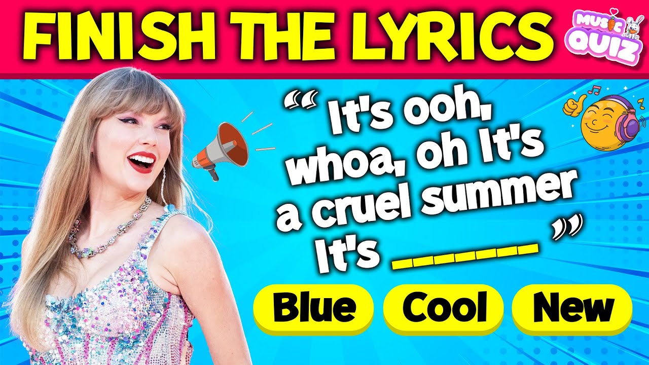 FINISH THE LYRICS 🎵 50 Famous Taylor Swift Songs | Music Quiz Challenge ...