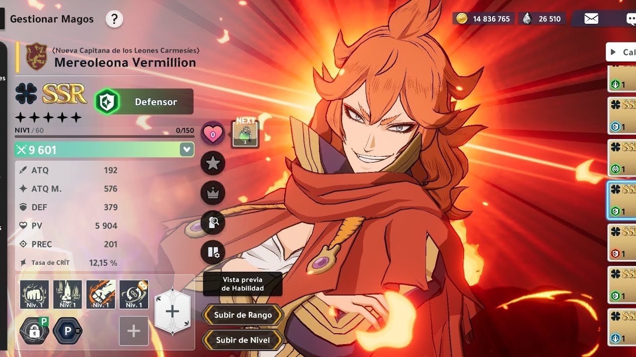 tirando sumons al baner de Mereoleona Vermillion en Black clover Rise ...