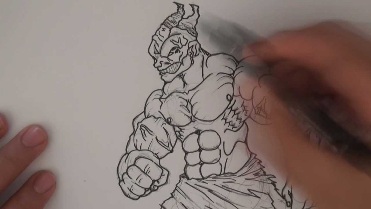 Drawing Muscular Monster (Time Lapse) - YouTube