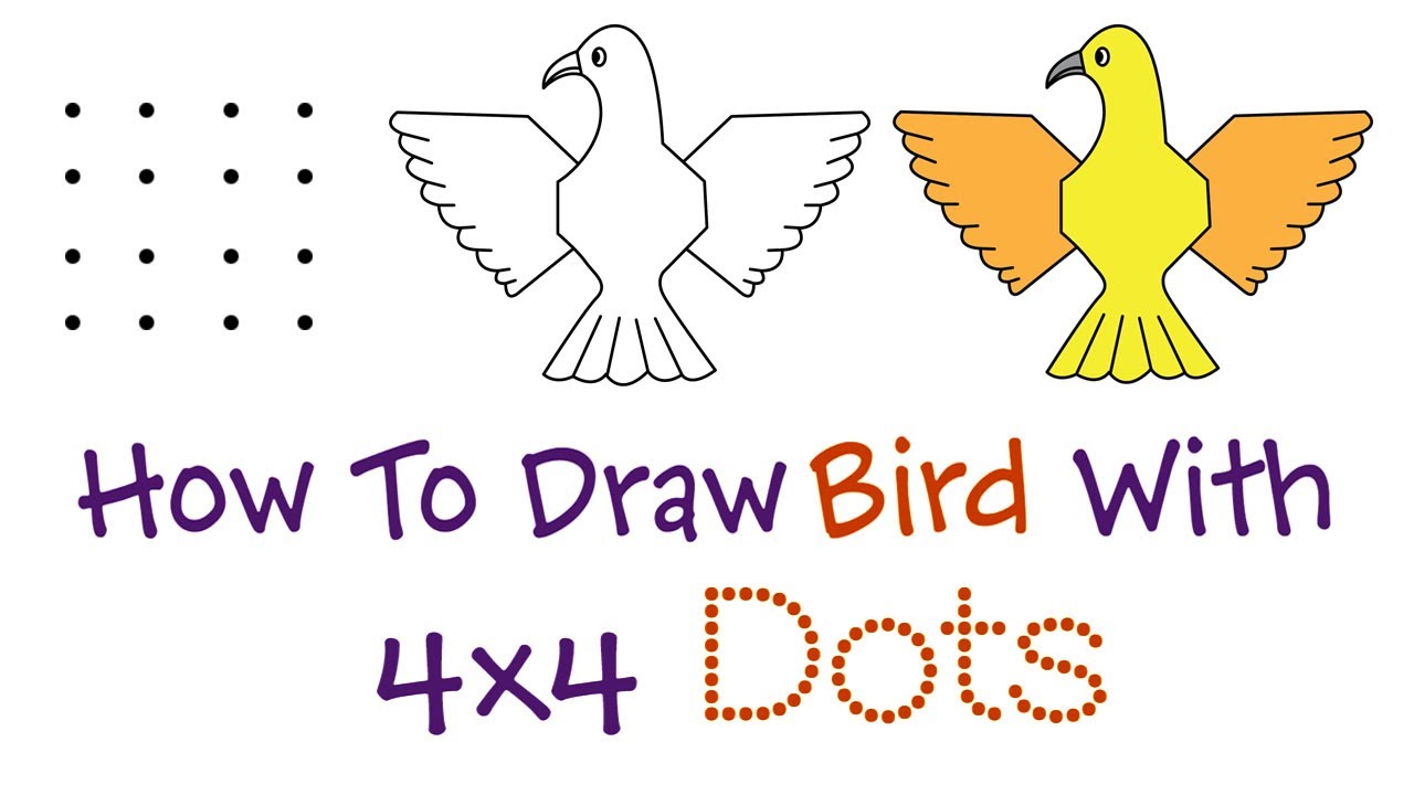 How To Draw Bird With 4×4 Dots - YouTube