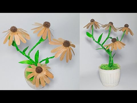 Cara Membuat Bunga Coneflower dari Daun Bambu Kering || DIY Craft ...
