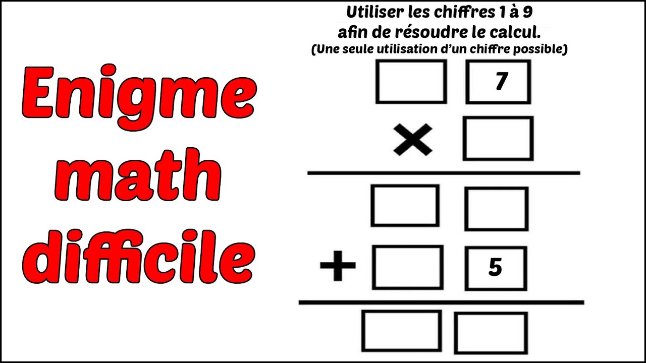 Énigme mathématique difficile - Parviendrez vous à compléter le calcul ...