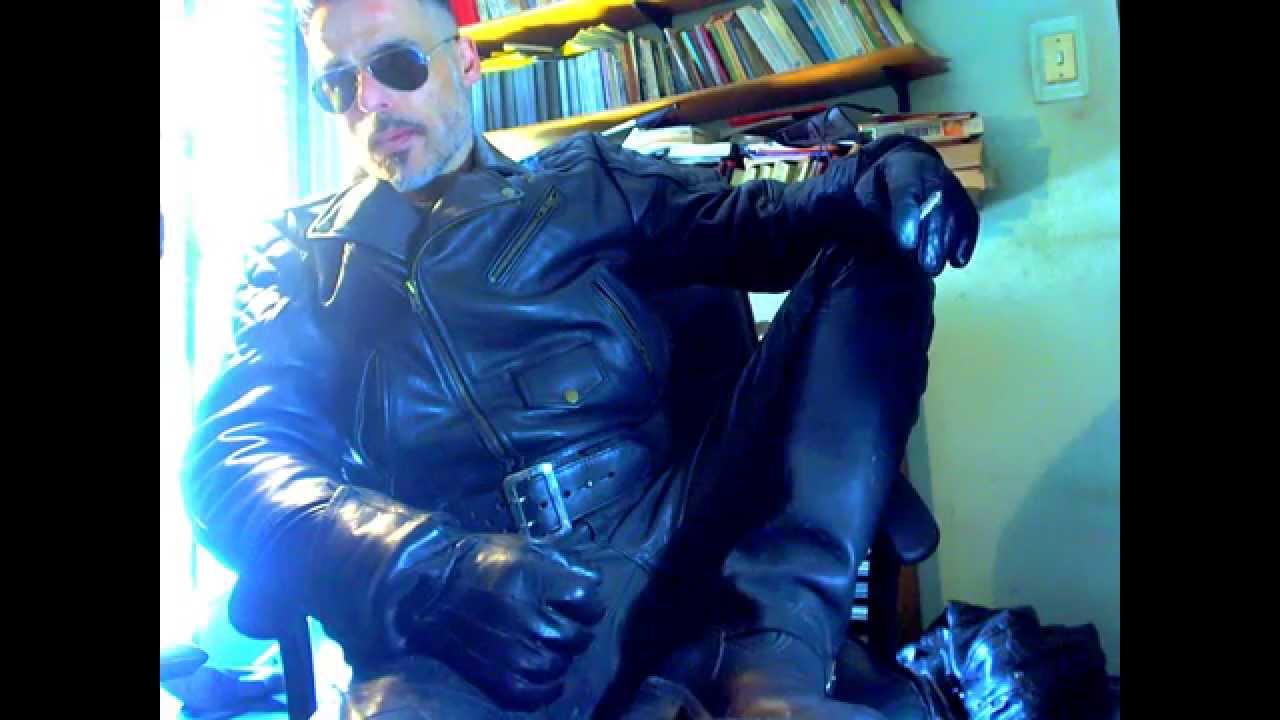 Saturday morning smoke in full leather - YouTube