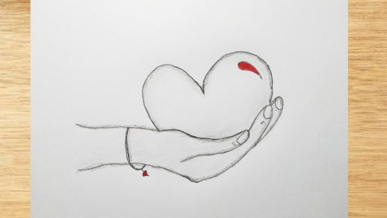 How to draw hand step by step with love | easy hand love drawing. Bizli ...