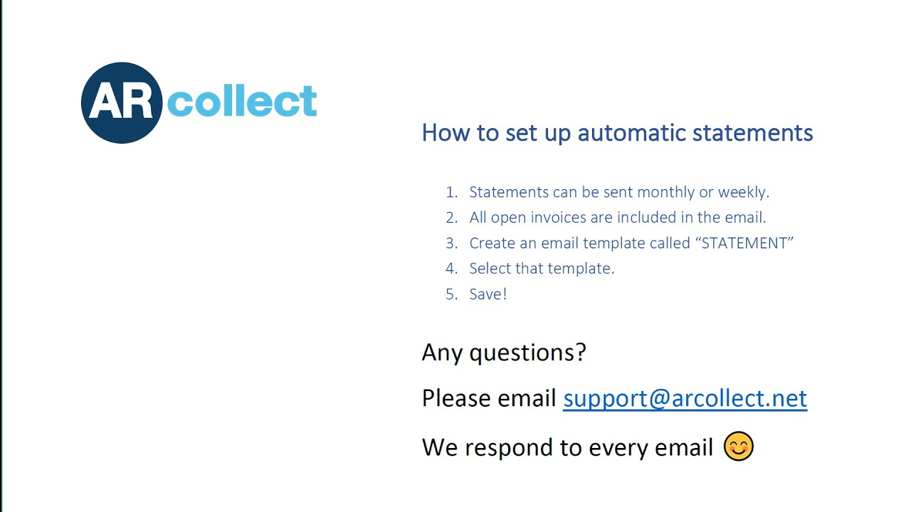 Set up Automatic Statements with AR Collect for QuickBooks - YouTube