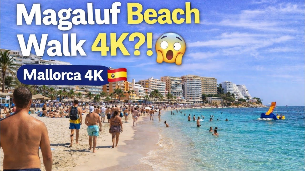 Magaluf Mallorca 4K 🇪🇸 Beach Walk & Summer Vibes - YouTube