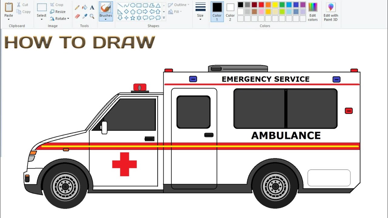 How to draw Ambulance on computer using Ms Paint [Part 2] | Ambulance ...