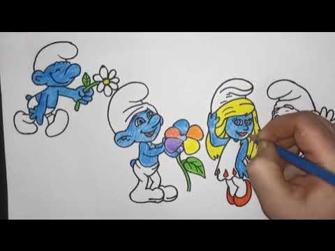 HOW TO DRAW THE SMURFS,рисуем смурфиков - YouTube